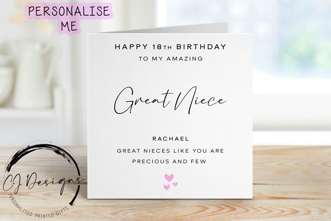 Personalised Great Niece Birthday Card -precious & Few Quote With Any ...
