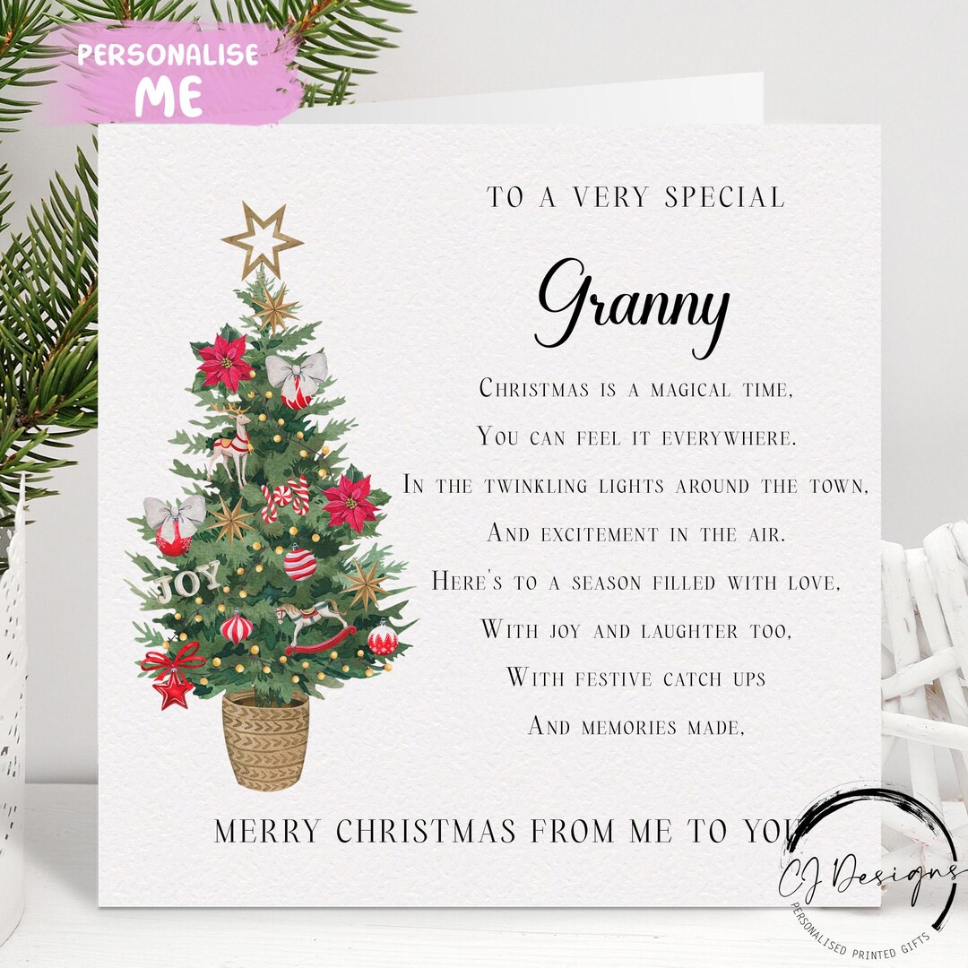 Granny Poem Christmas Card - Christmas Tree Verse Card- From Me or Us ...