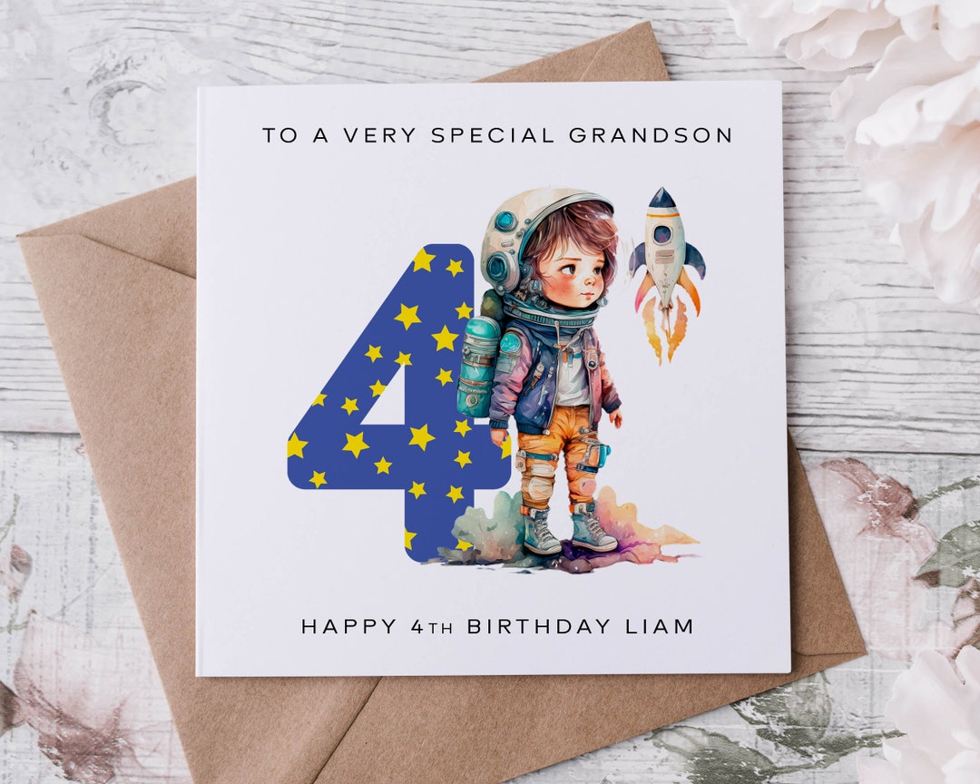 Personalised Astronaut Birthday Card Very Specail Little Boy Boys Space ...