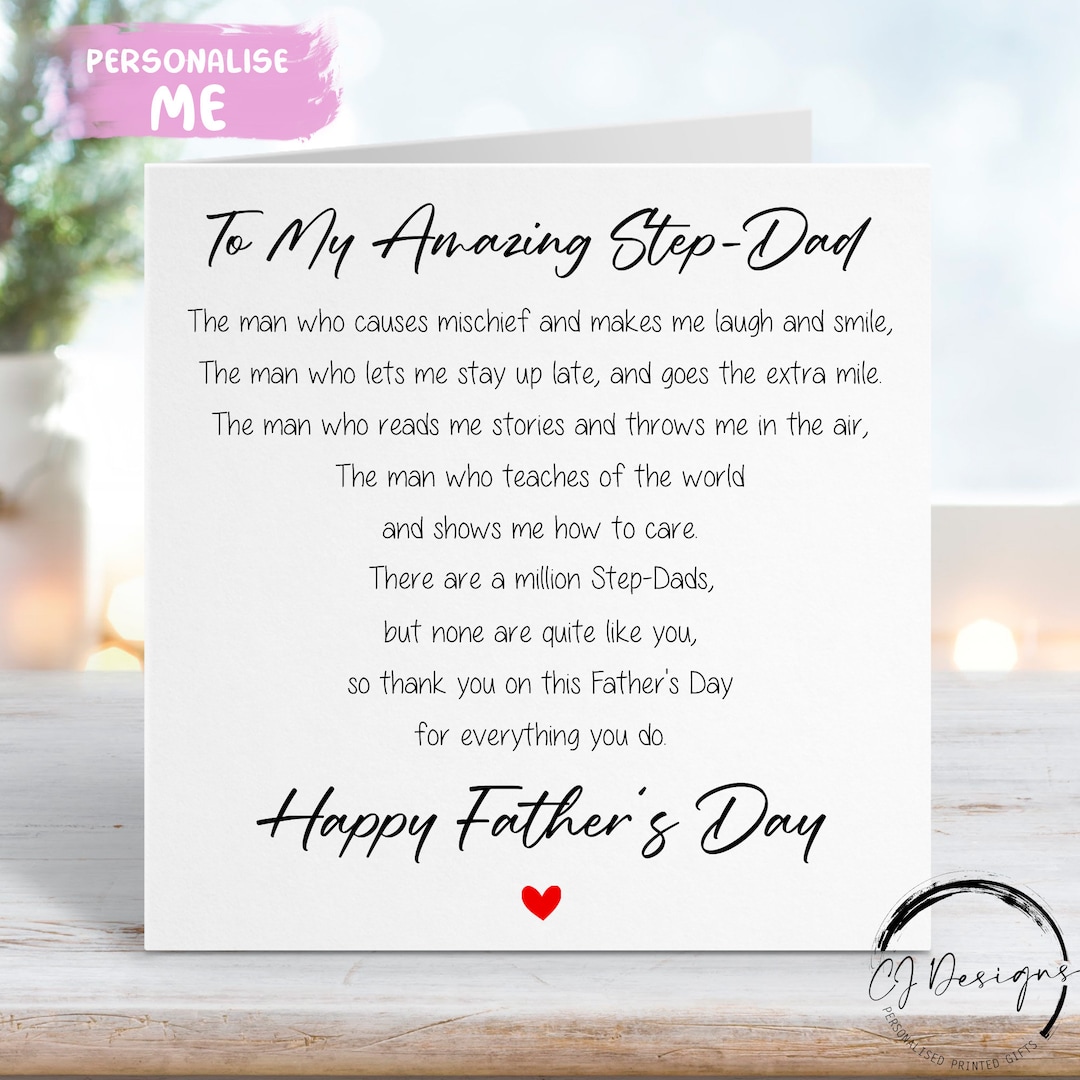 Step-dad Poem Fathers Day Card, No-one Quite Like You - Verse Card With ...