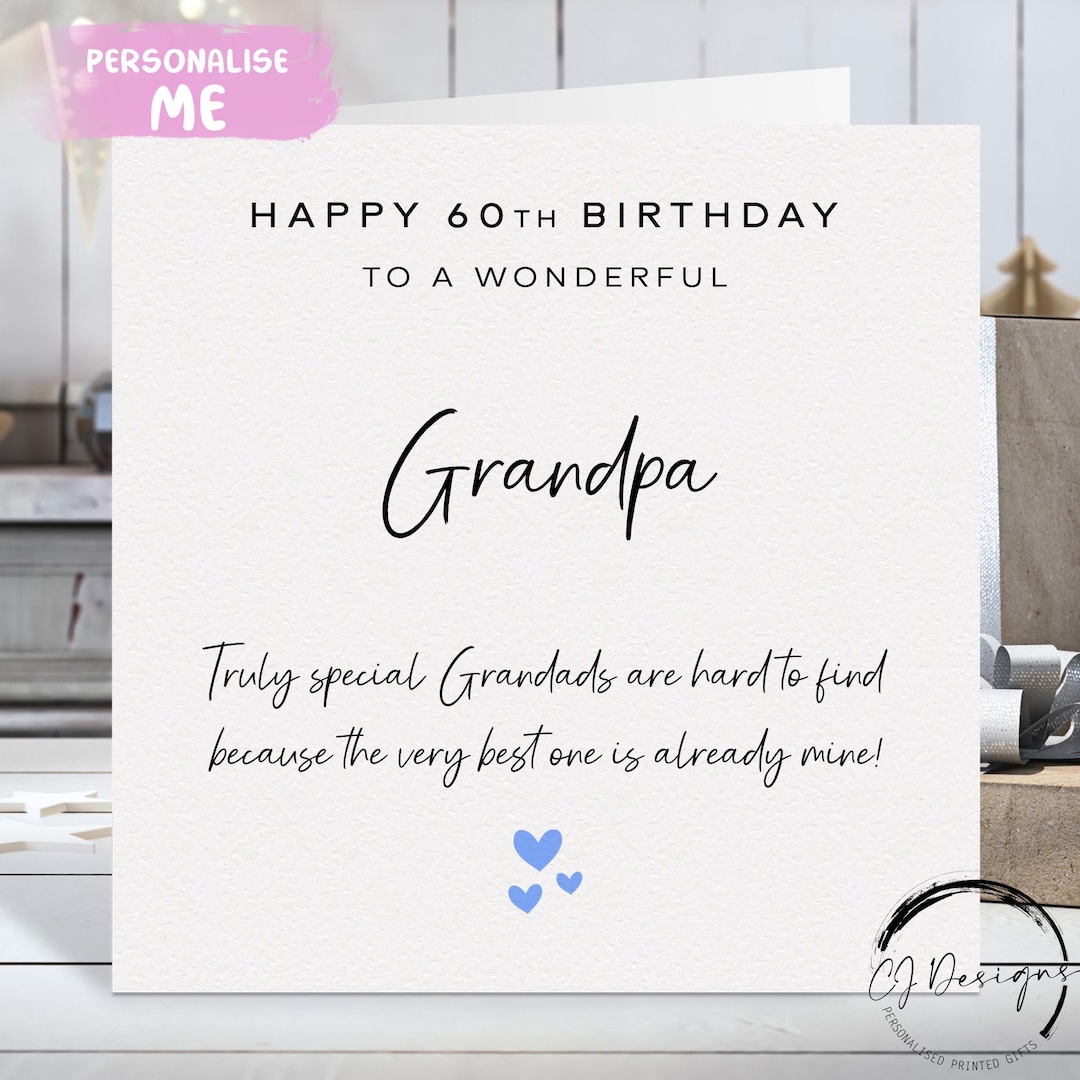 Personalised Grandpa Birthday Card, Truly Special- Blue Hearts ANY ...