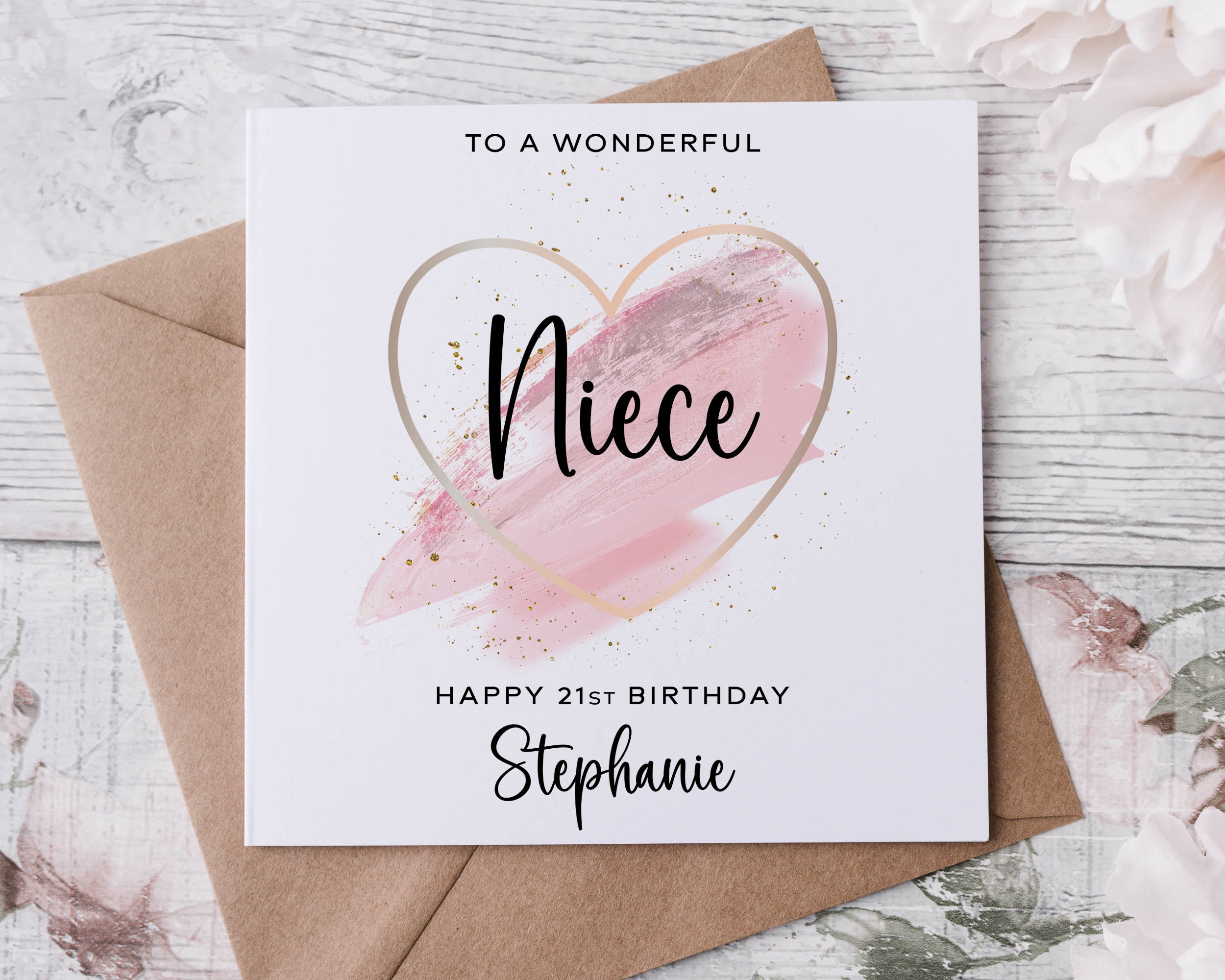 Personalised Niece Birthday Card With Pink Theme Heart Design - Etsy UK