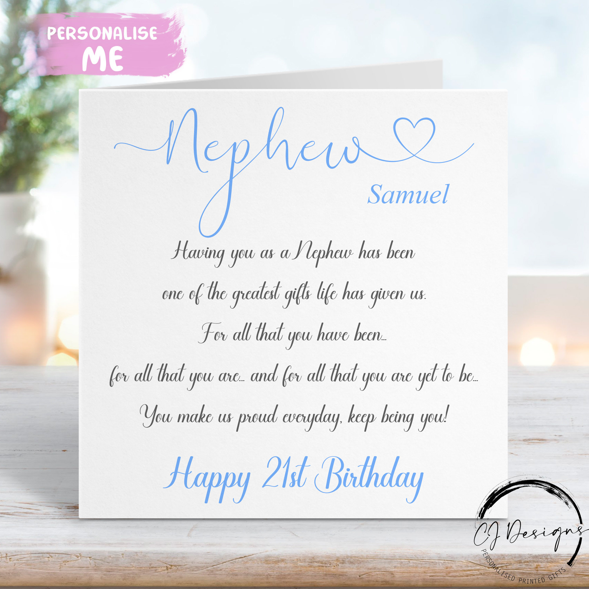 Personalised Nephew Birthday Card Poem, Quote Card Keepsake Card ANY ...