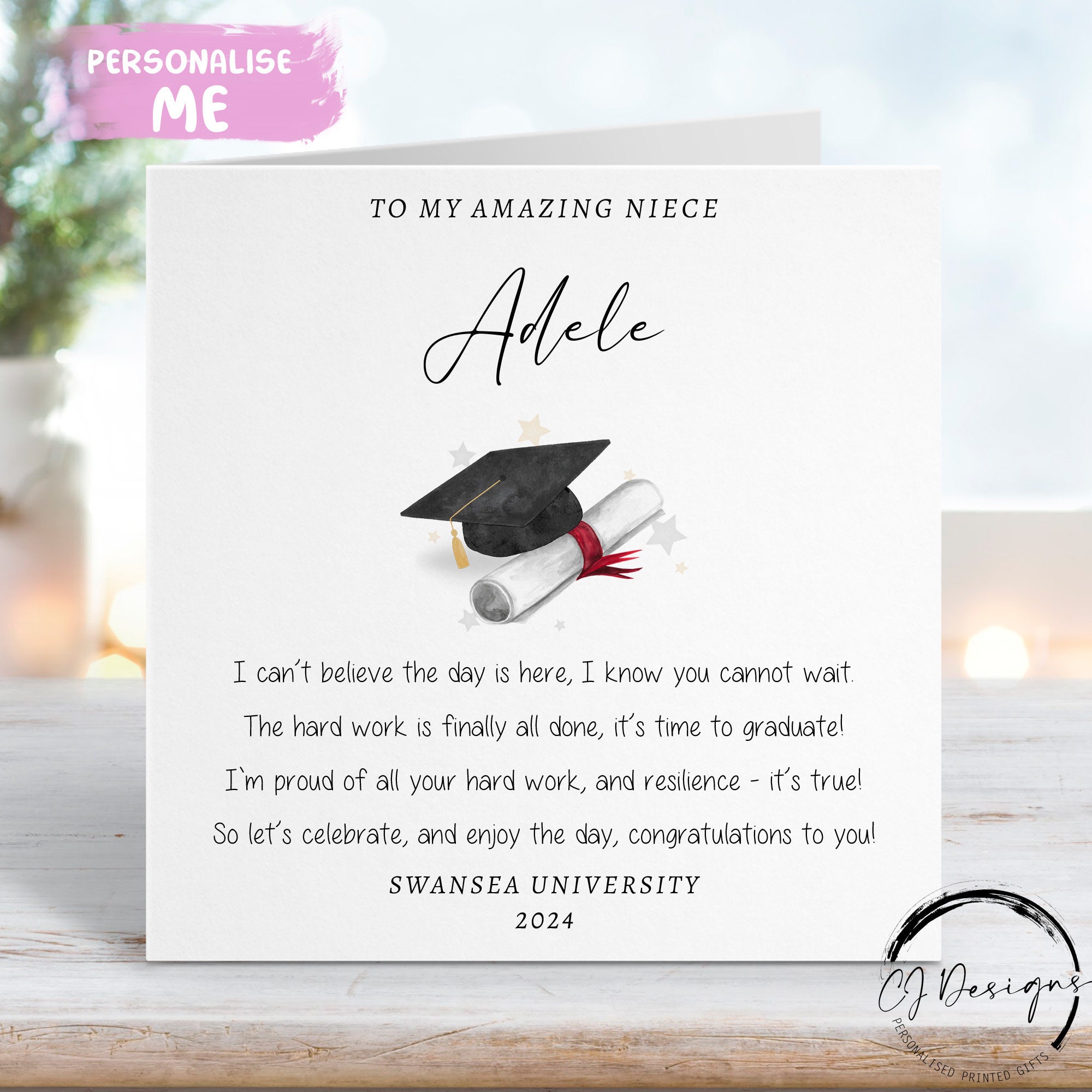 Personalised Niece Poem Graduation Card With Cap & Scroll to My/ to Our ...