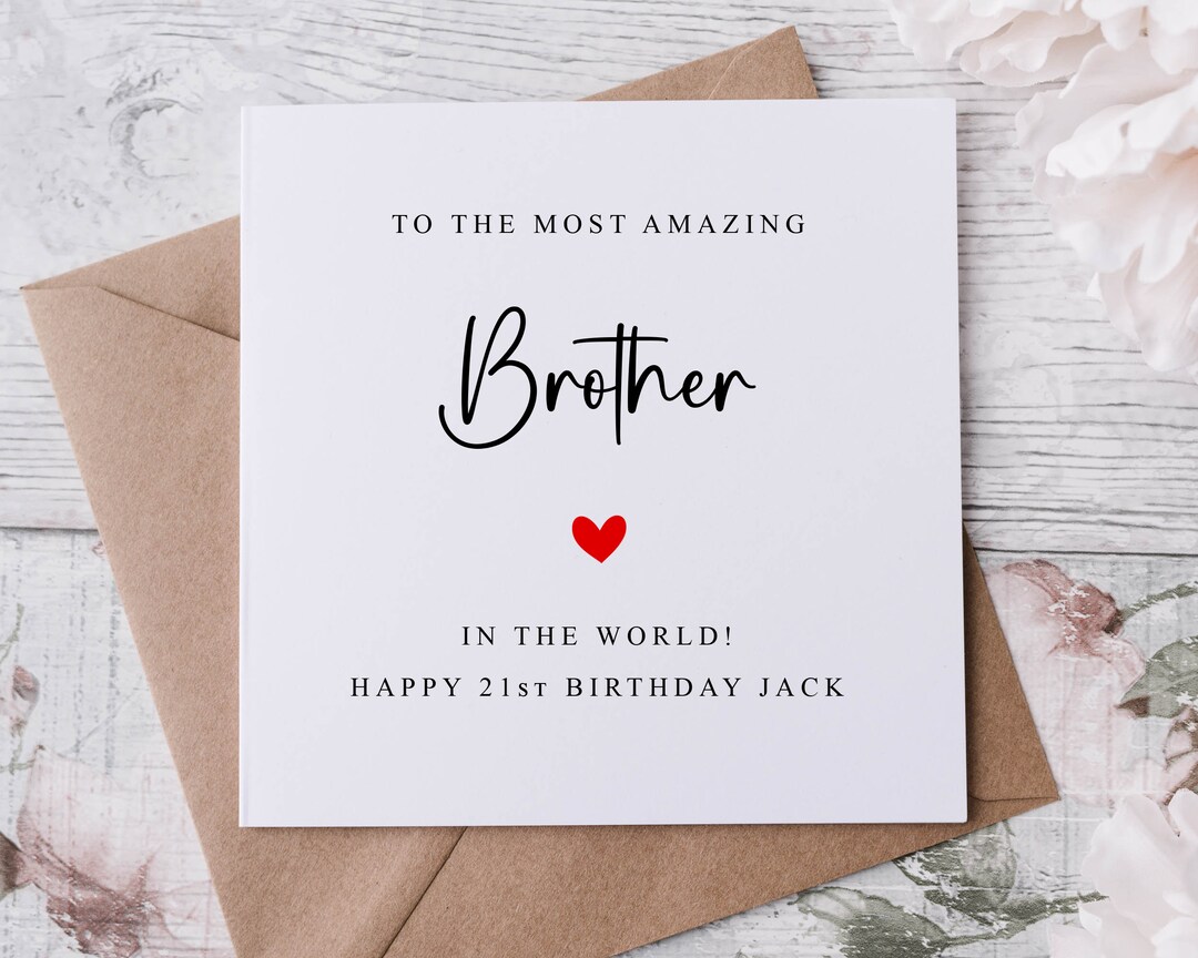 Personalised Brother Birthday Card With Red Heart, Best Brother in the ...