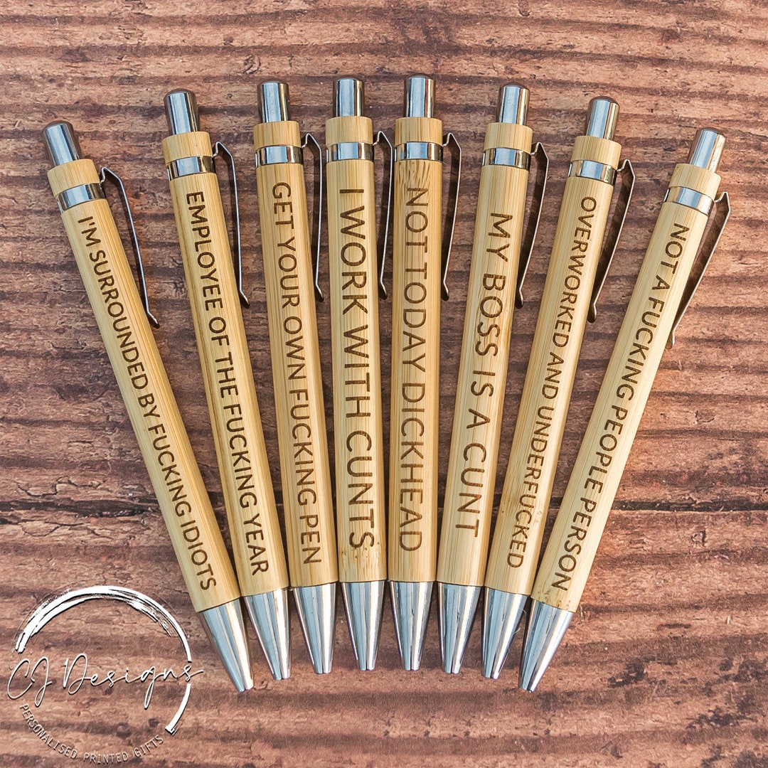 Personalised Engraved Bamboo Ballpoint Pen ANY WORDING Laser Engraved ...