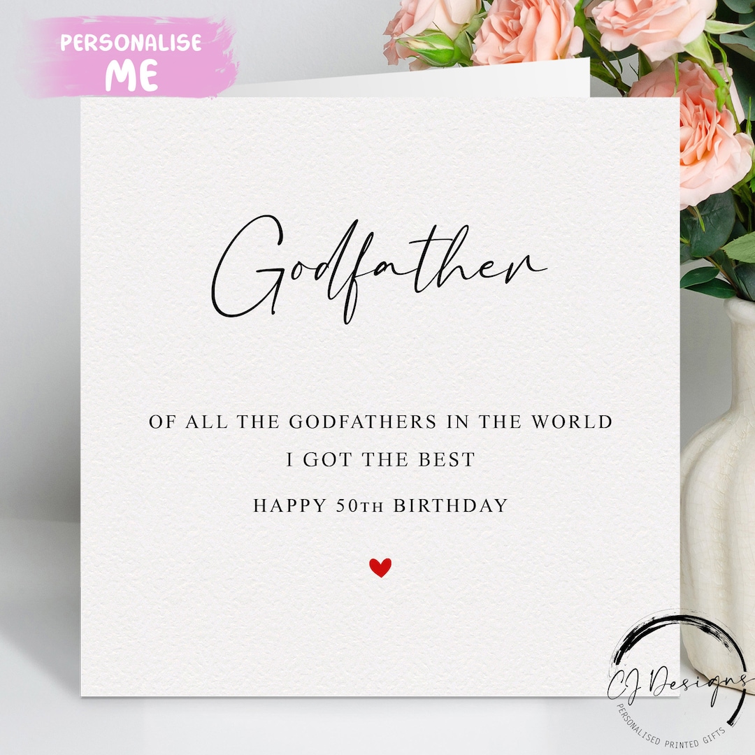 Personalised Godfather Birthday Card, Best in the World With Red Heart ...