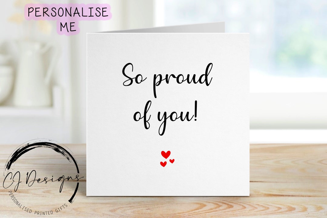 So Proud of You Greeting Card- Card for Her/him Simple Design Cards ...