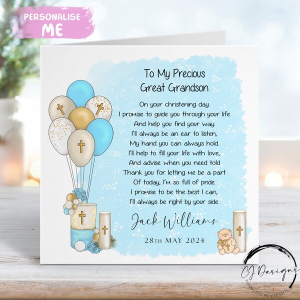Verse for Grandson Christening Card - Etsy