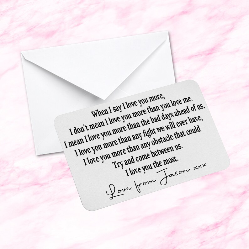 Personalised Sentimental Keepsake Metal Wallet Card I Love You - Etsy