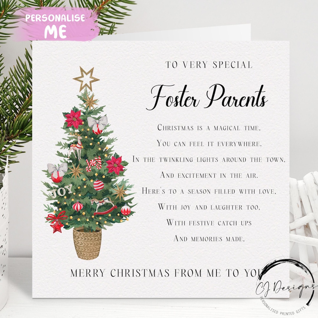 Foster Parents Poem Christmas Card - Christmas Tree Verse Card- From Me ...