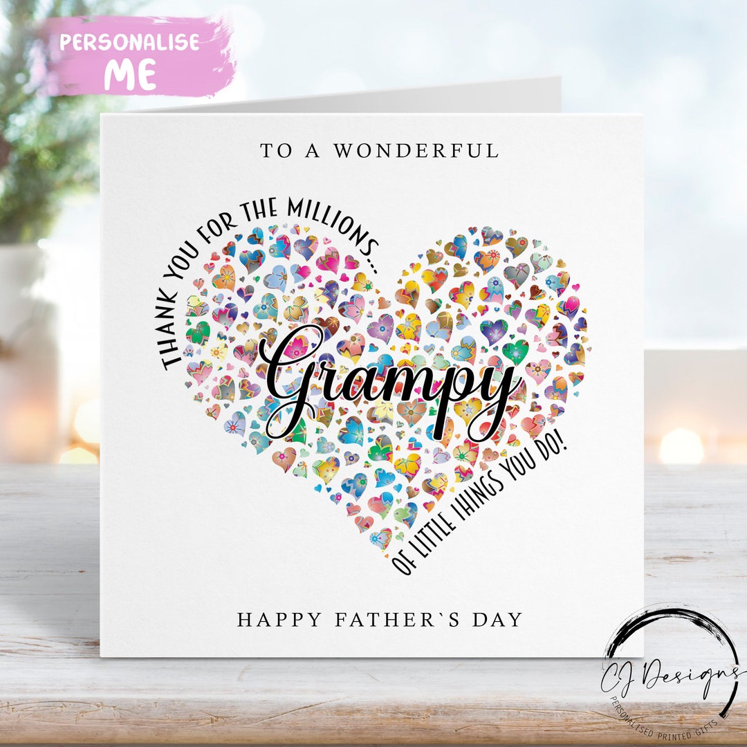 Grampy Fathers Day Card -thank You for the Millions of Things You Do ...