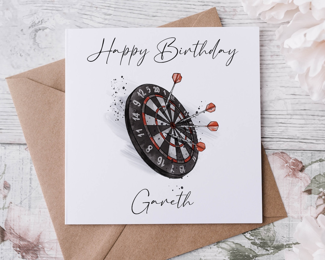 Personalised Darts Birthday Card Medium or Large Card Name and Age, Son ...