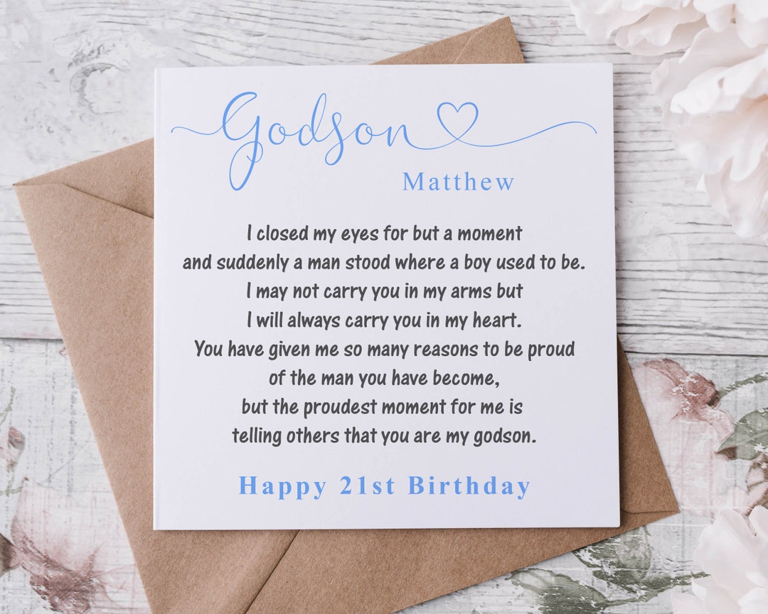Personalised Godson Birthday Card I Closed My Eyes Quote Coming of Age ...