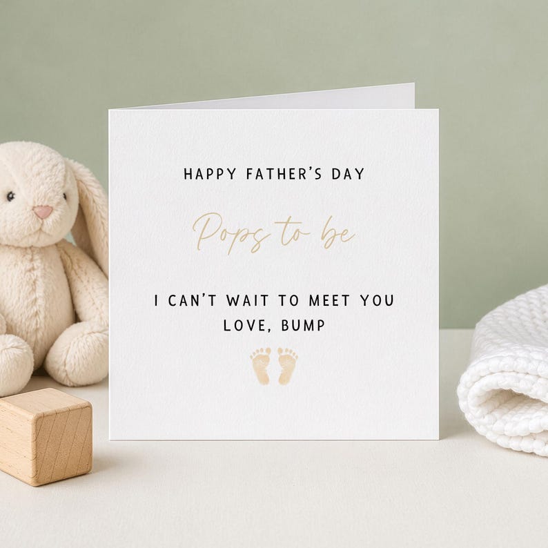 Pops to Be Father's Day Card - Minimalist Blue Baby Feet Design for ...