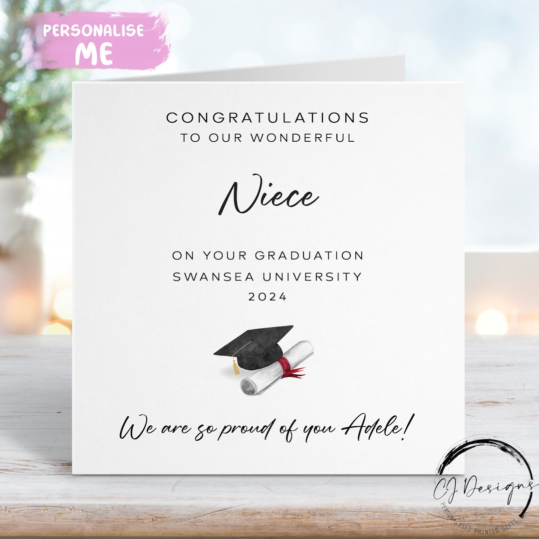 Personalised Niece Graduation Card- With Cap and Scroll- to My/ to Our ...