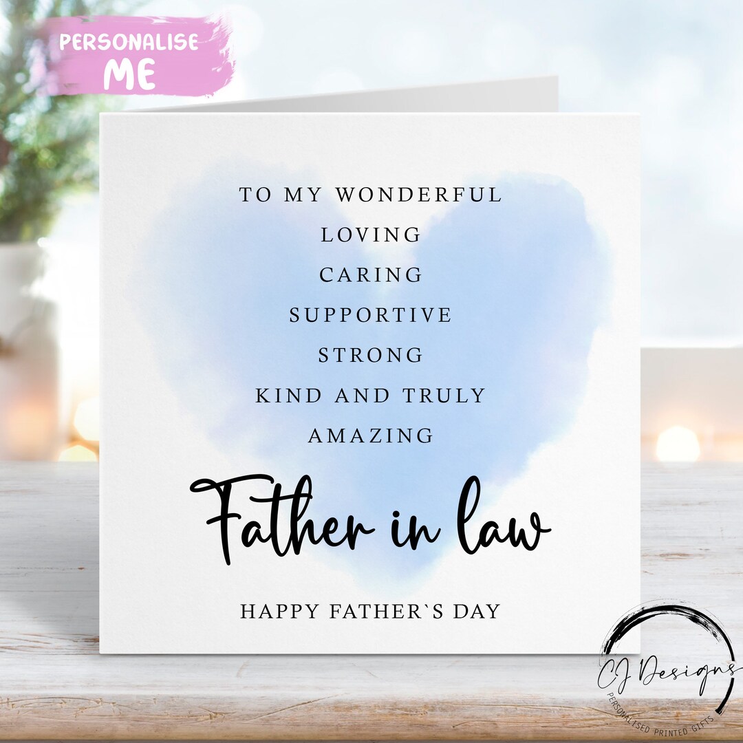 Father in Law Father's Day Card Quote -affirmation With Blue Heart ANY ...