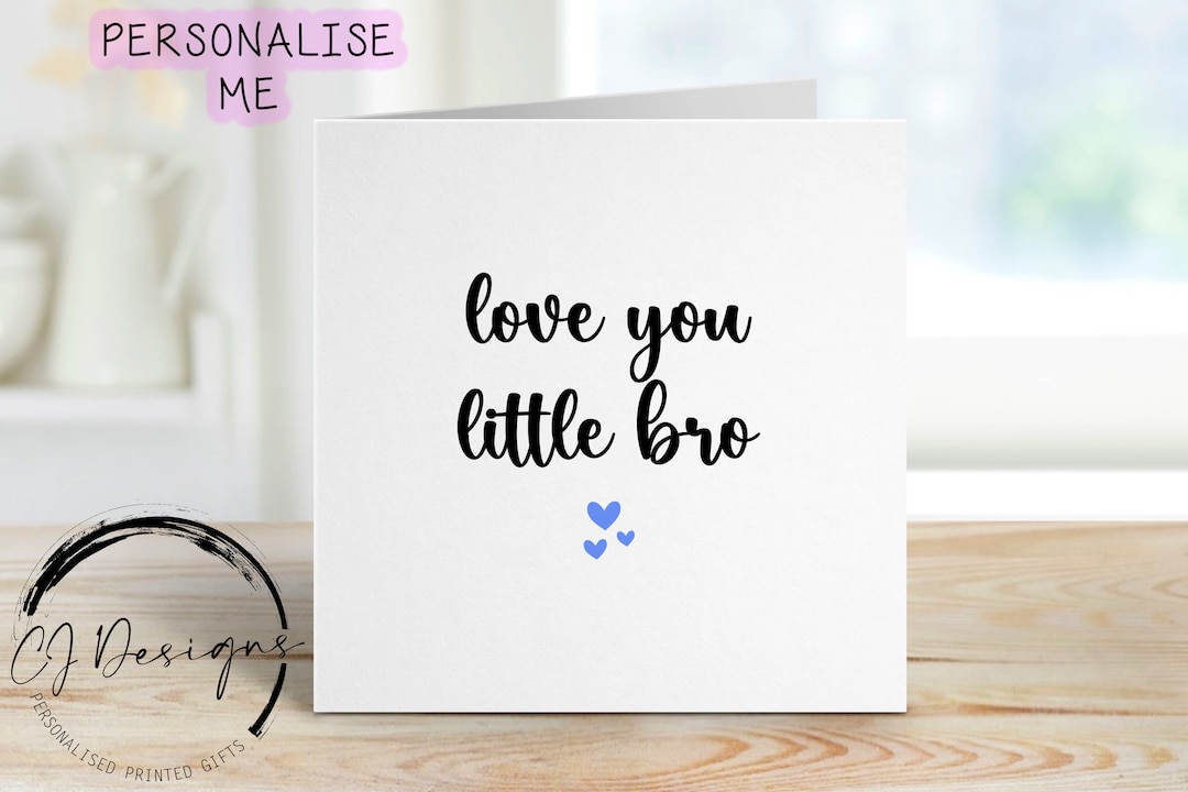 Little Brother Birthday Card With Blue Hearts- Love You Little Bro - Etsy