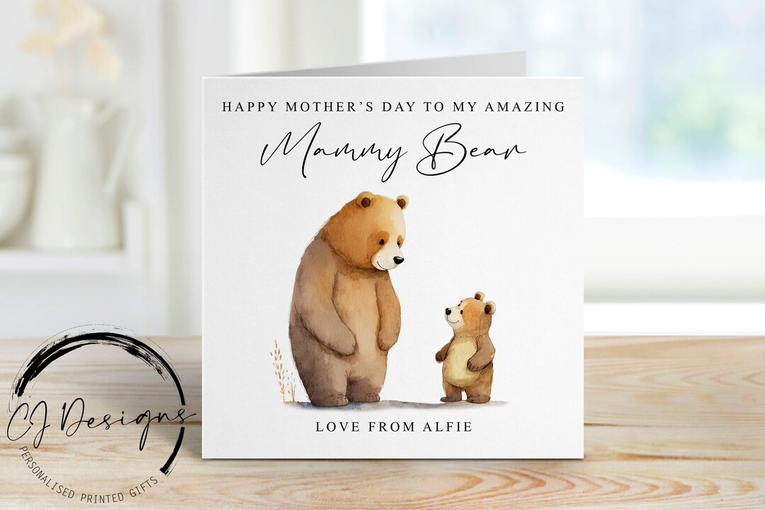 Personalised Mammy Mothers Day Card From Upto 3 Children - Mammy Bear ...