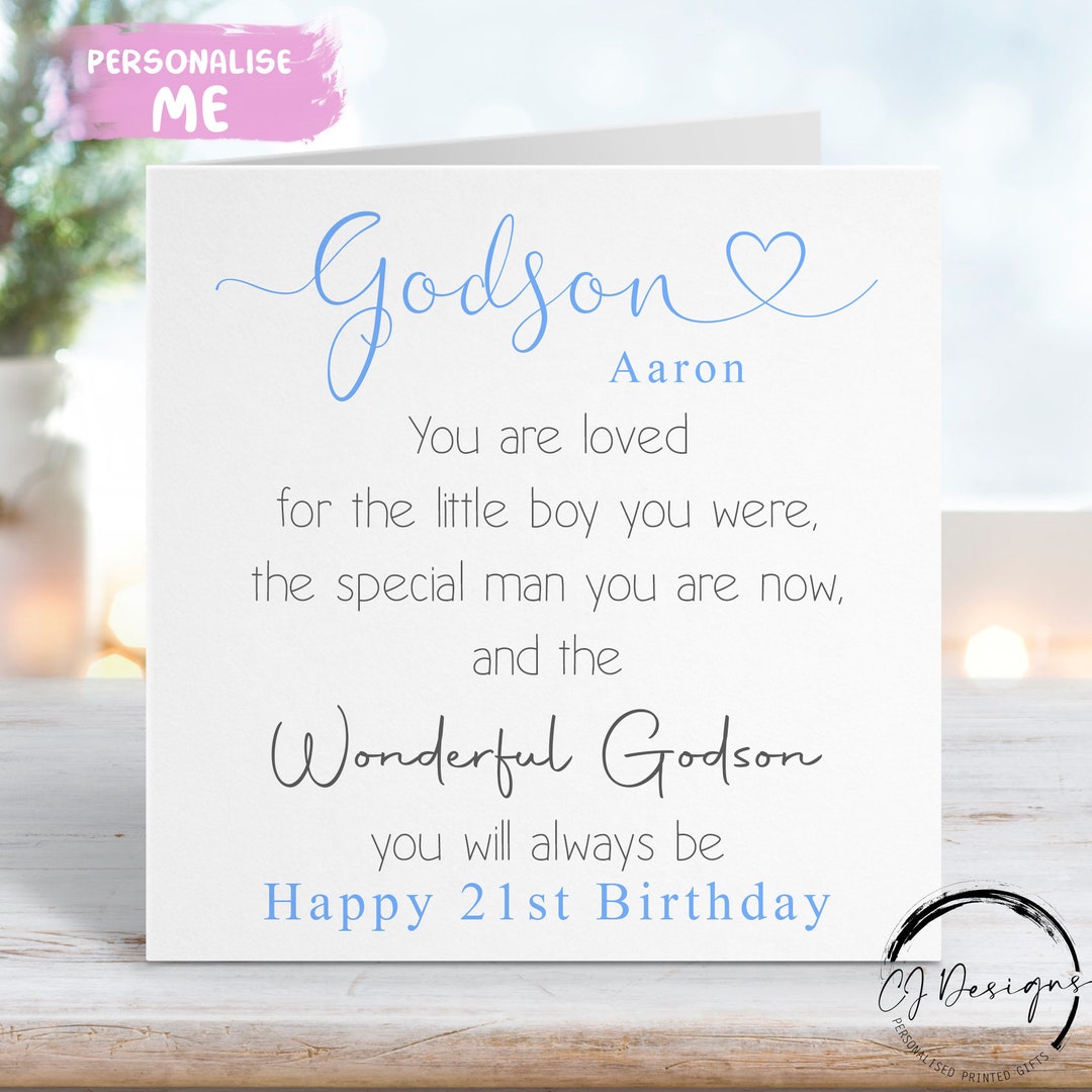 Personalised Godson Birthday Card Quote Coming of Age 21st 18th 16th ...