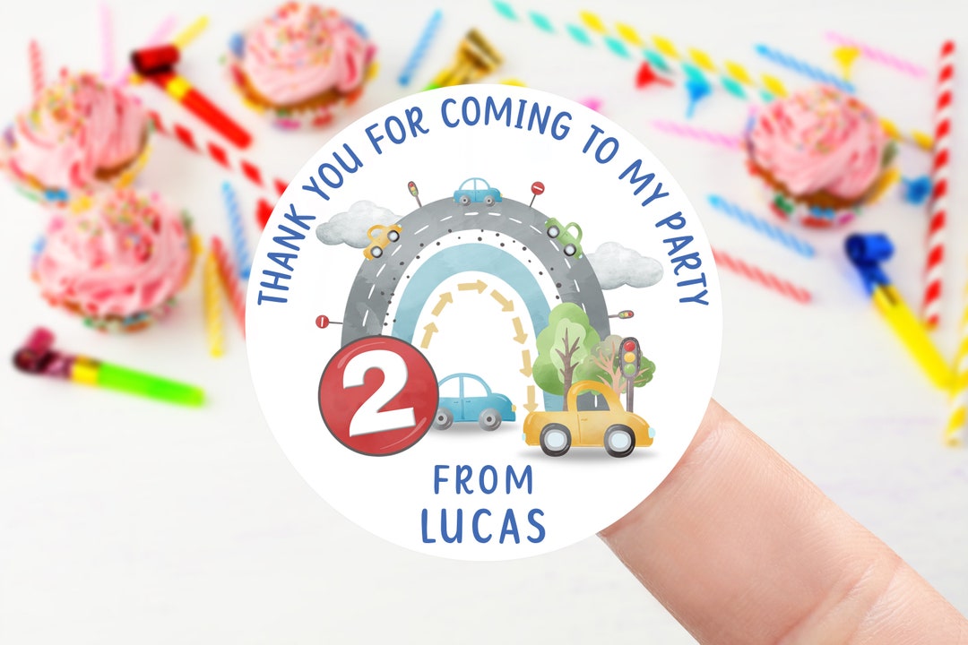 Personalised Birthday Stickers - Age 1-10 Cars and Road Travel Birthday ...