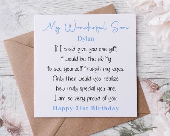 Personalised Son Birthday Card With Poem/quote See Through My - Etsy