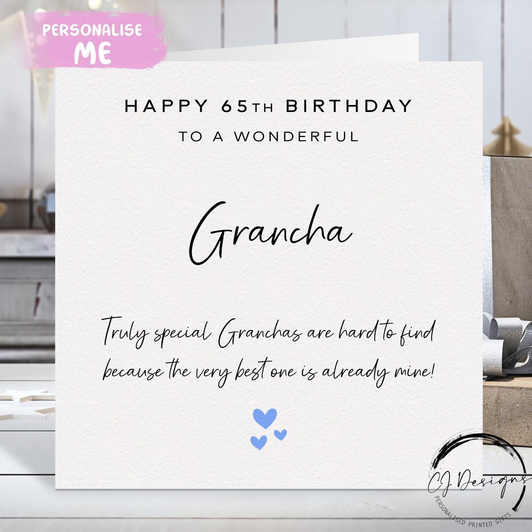 Birthday Card for Grancha, Personalised Blue Hearts Verse ANY AGE - Etsy