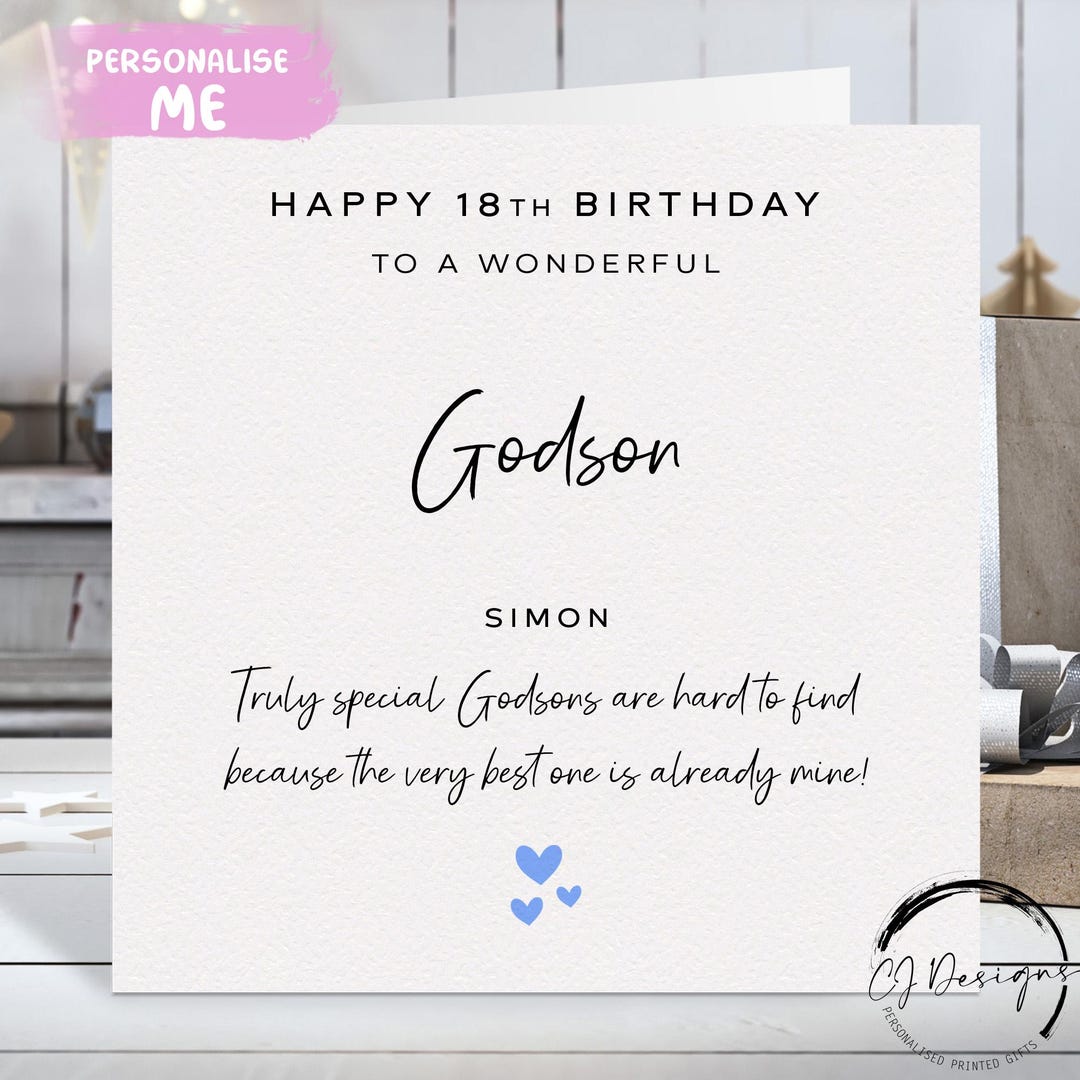 Personalised Godson Birthday Card, Truly Special- Blue Hearts ANY ...