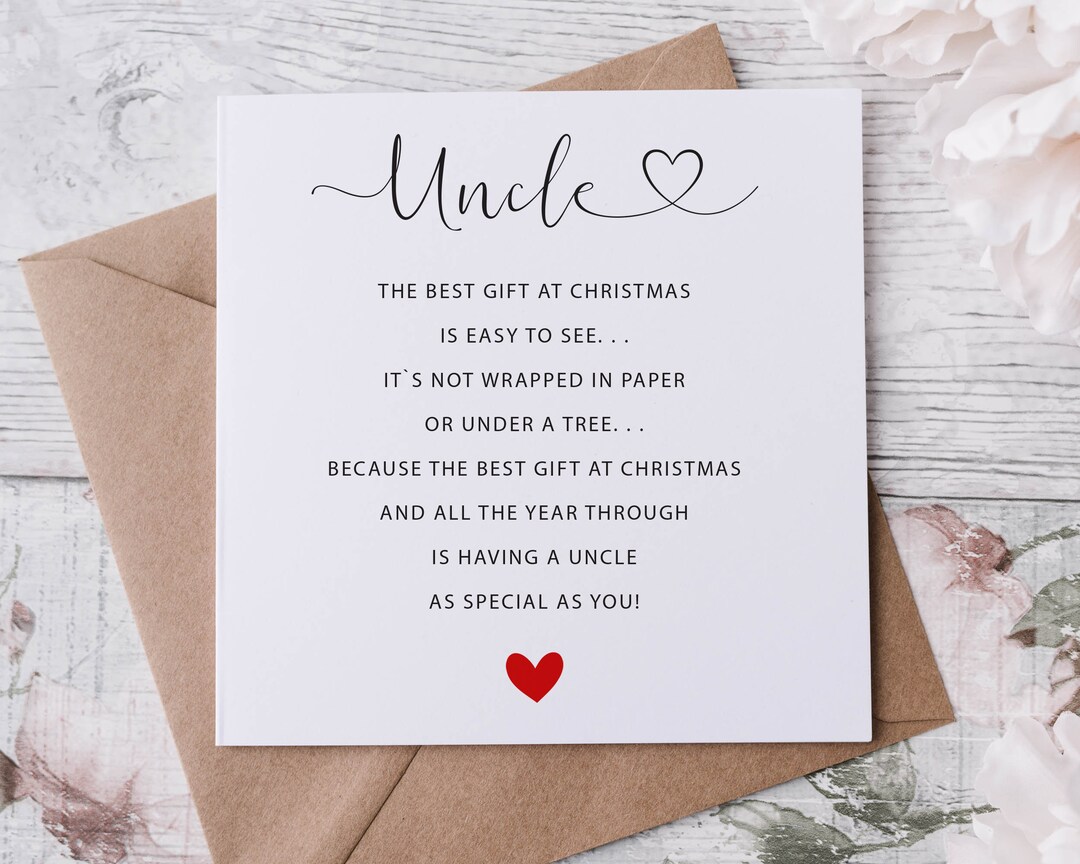 Christmas Card for Uncle, Card for Him, Merry Christmas Poem ...