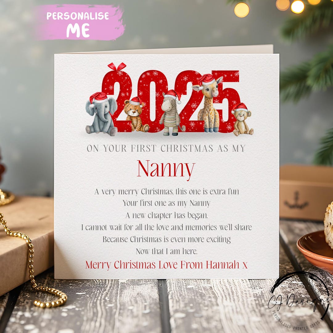 Personalised Nanny Christmas Card 2025 - Poem/verse Christmas Card ...