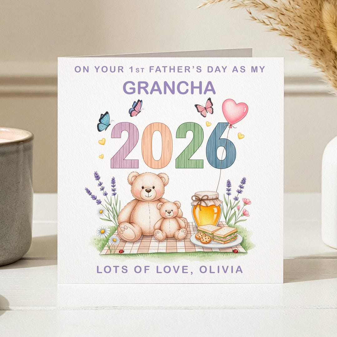 1st Father's Day Card for Grancha - Personalised Teddy Bears Picnic ...