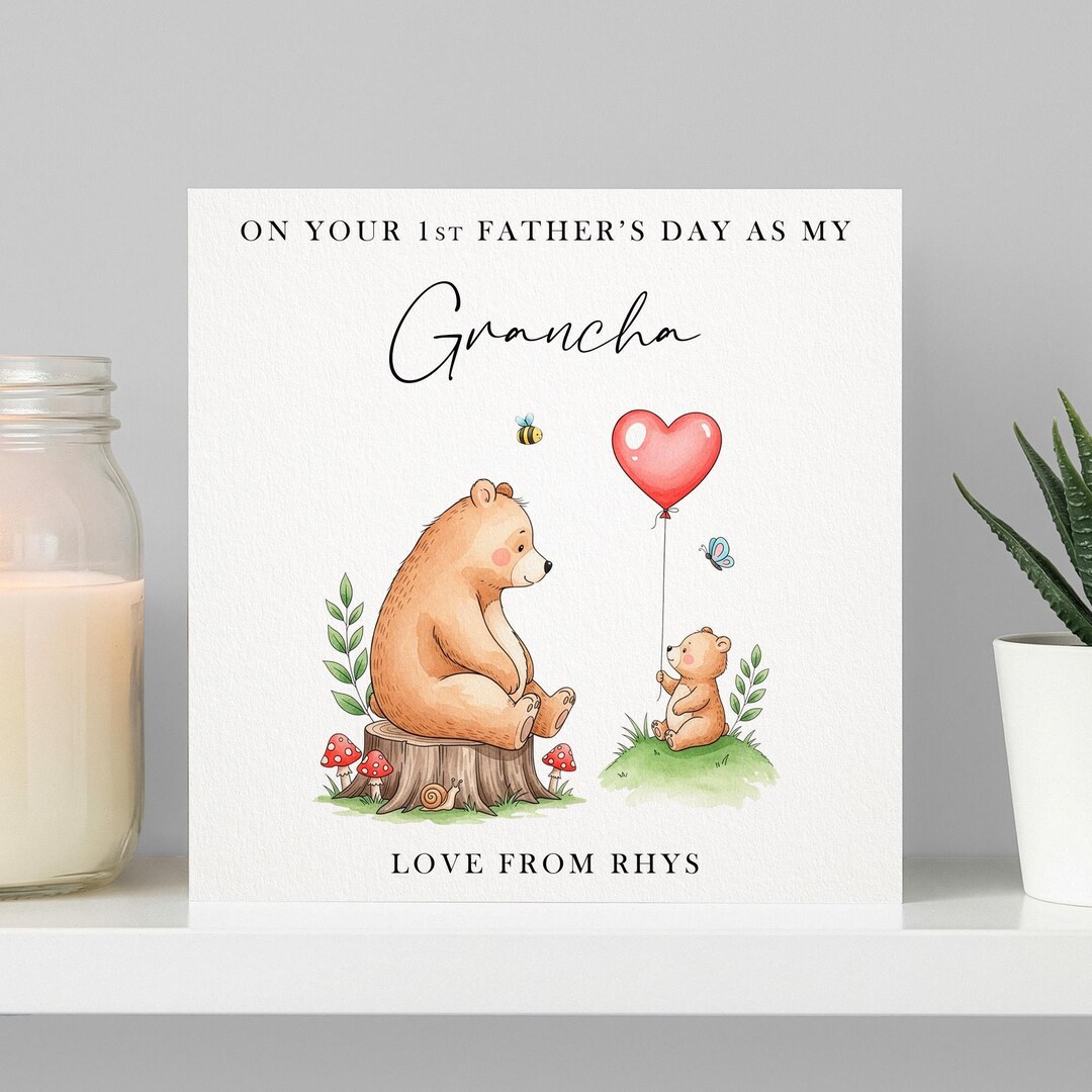 1st Father's Day Card for Grancha - Personalised Bear Design - Etsy