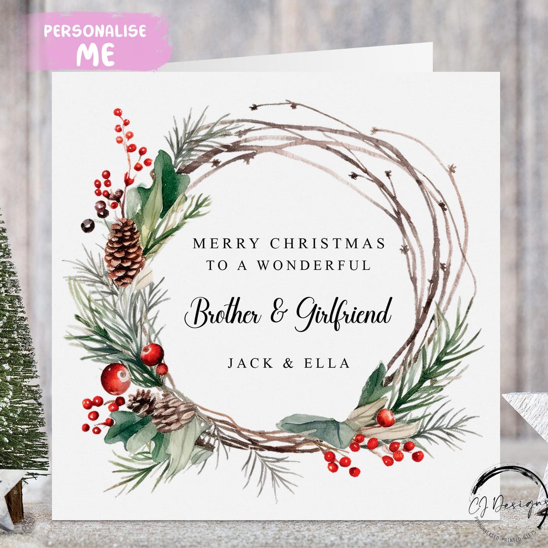 Personalised Brother & Girlfriend Christmas Card - Couple Christmas ...
