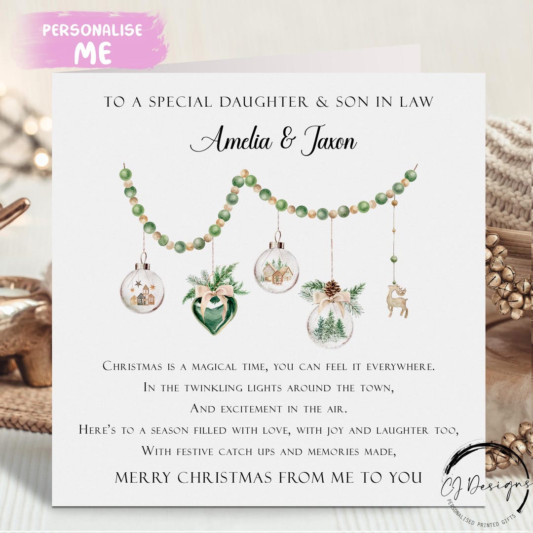 Personalised Daughter & Son in Law Poem Christmas Card With Names ...