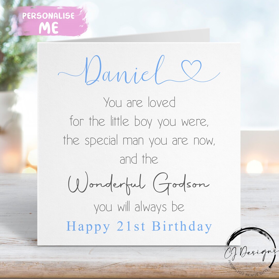 Personalised Godson Birthday Card Quote Coming of Age 21st 18th 16th ...