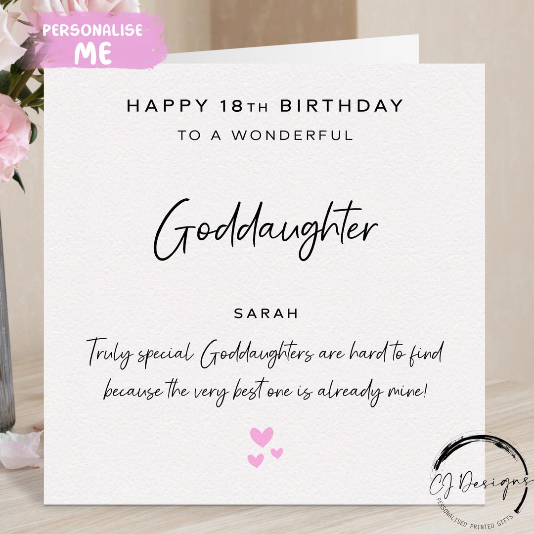 Personalised Goddaughter Birthday Card, Truly Special- Pink Hearts ANY ...