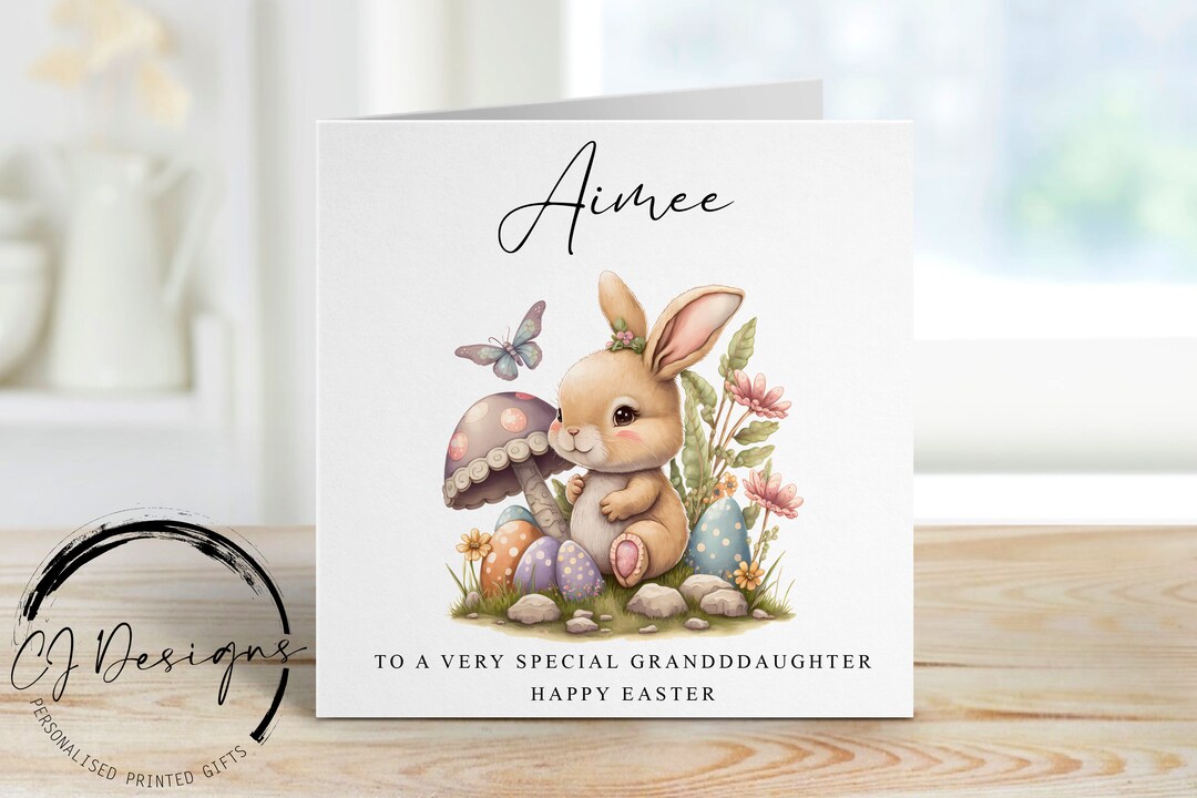 Personalised Granddaughter Easter Card With Name - Easter Bunny and ...