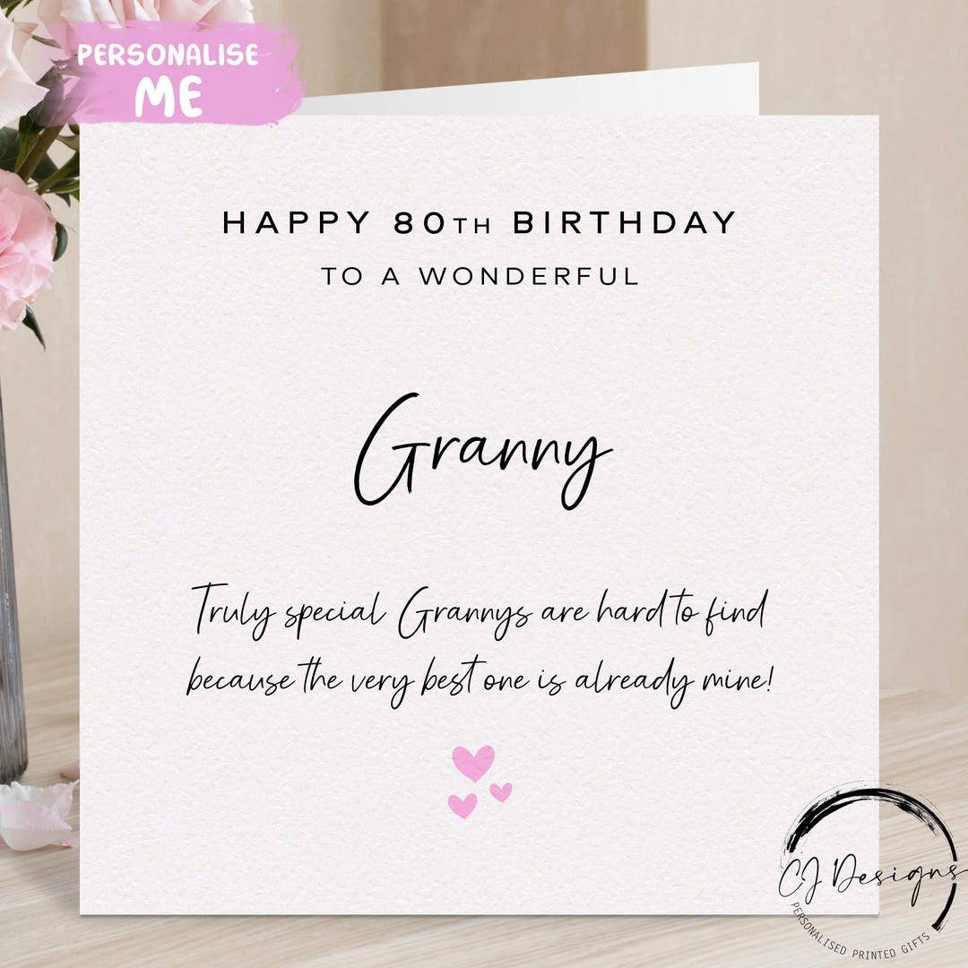 Personalised Granny Birthday Card, Truly Special- Pink Hearts ANY ...