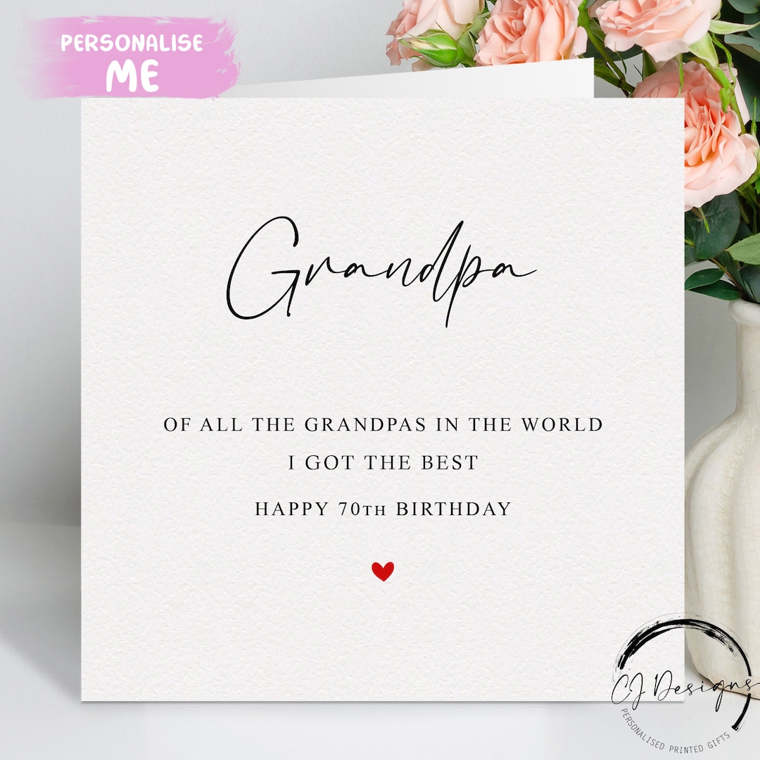 Personalised Grandpa Birthday Card, Best in the World With Red Heart ...