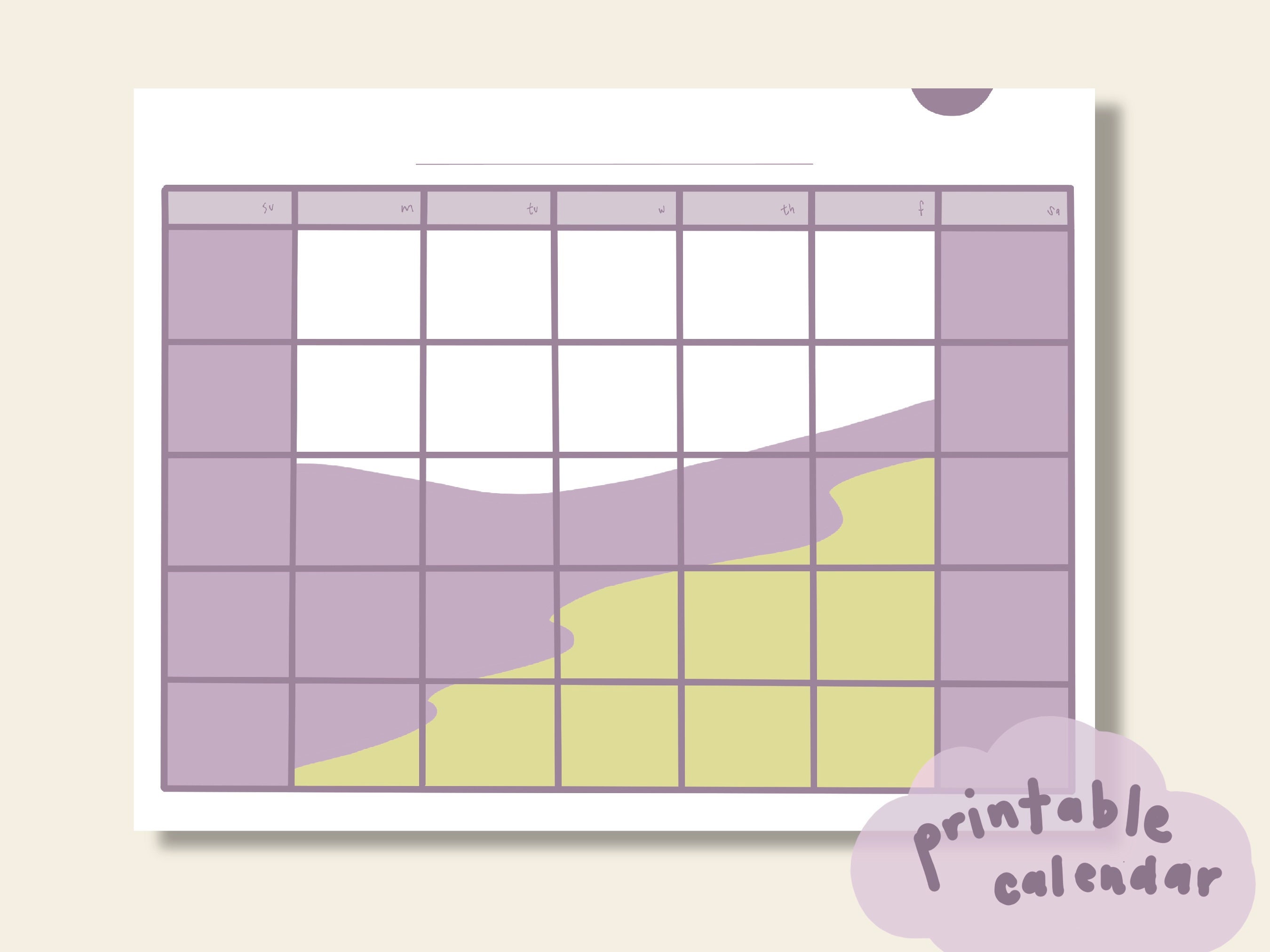 Printable Monthly Calendar / Minimalist Art Printable Calendar / Simple ...