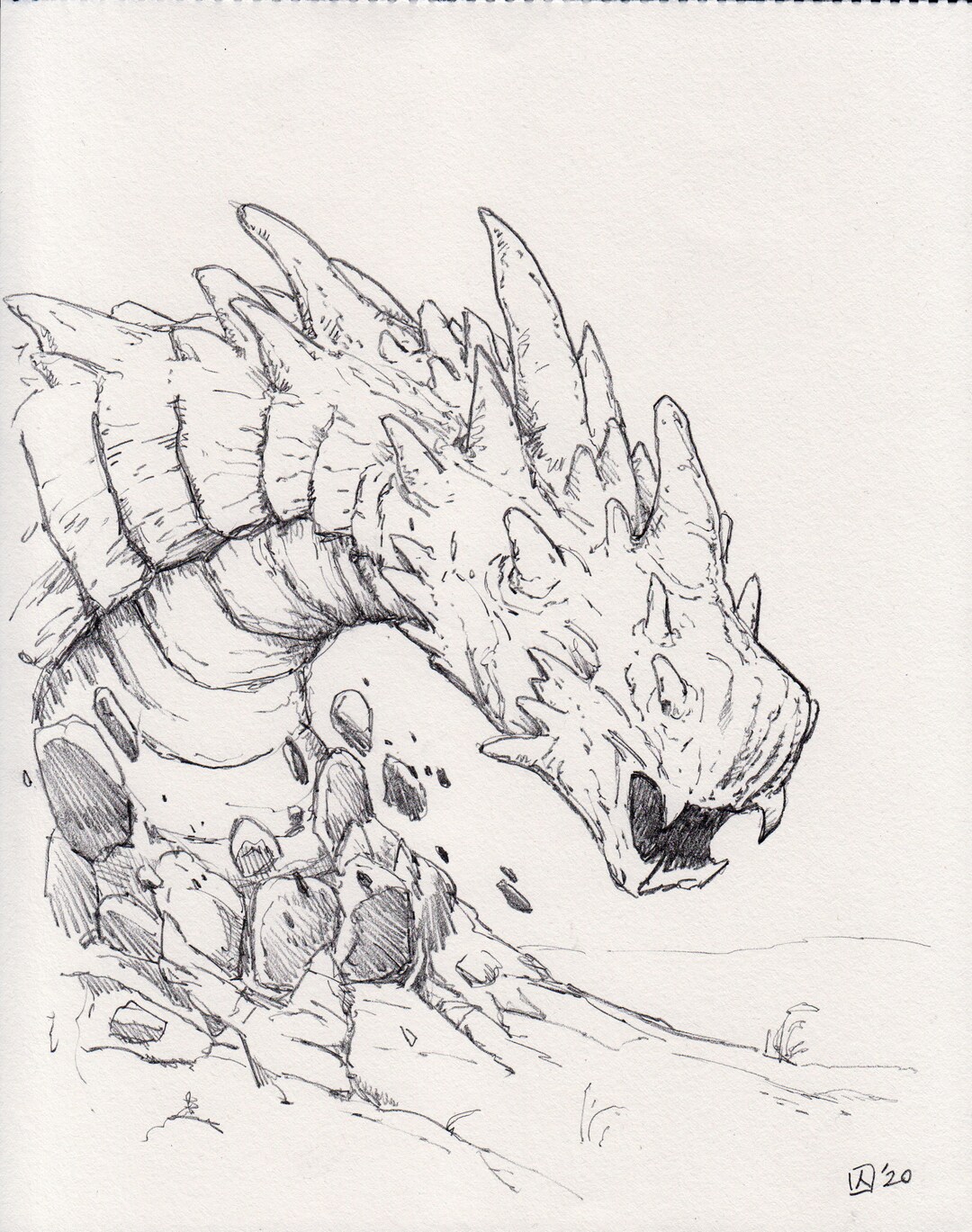 Pencil Original: Stone Worm - Etsy