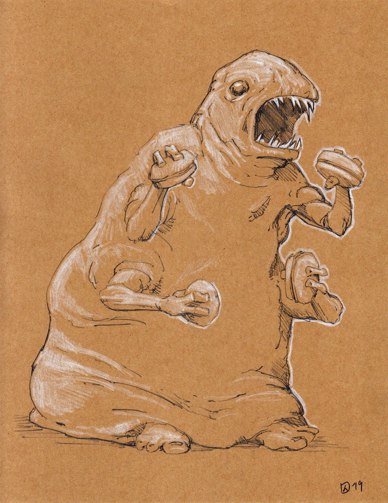 Pencil Original: Burger Monster - Etsy