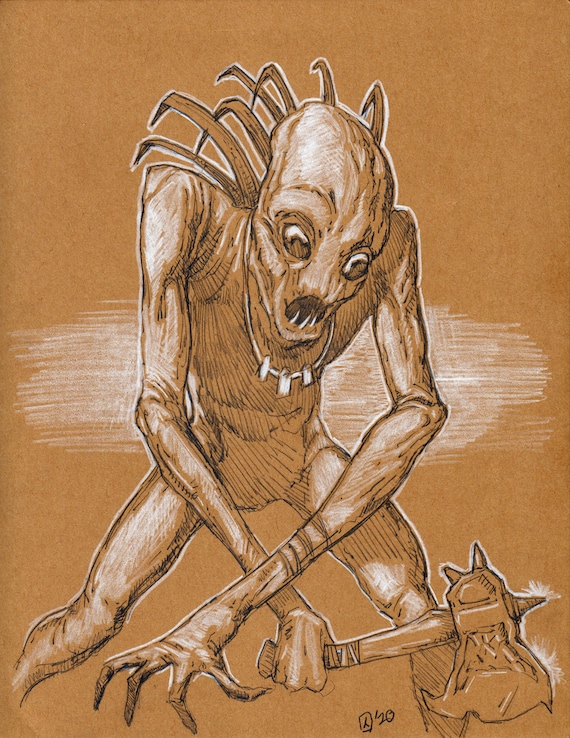 Pencil Original: Tribal Alien | Etsy
