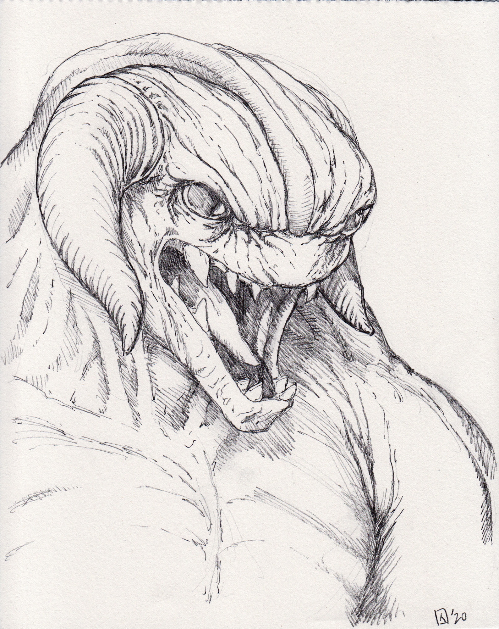 Pencil Original: Horned Demon - Etsy