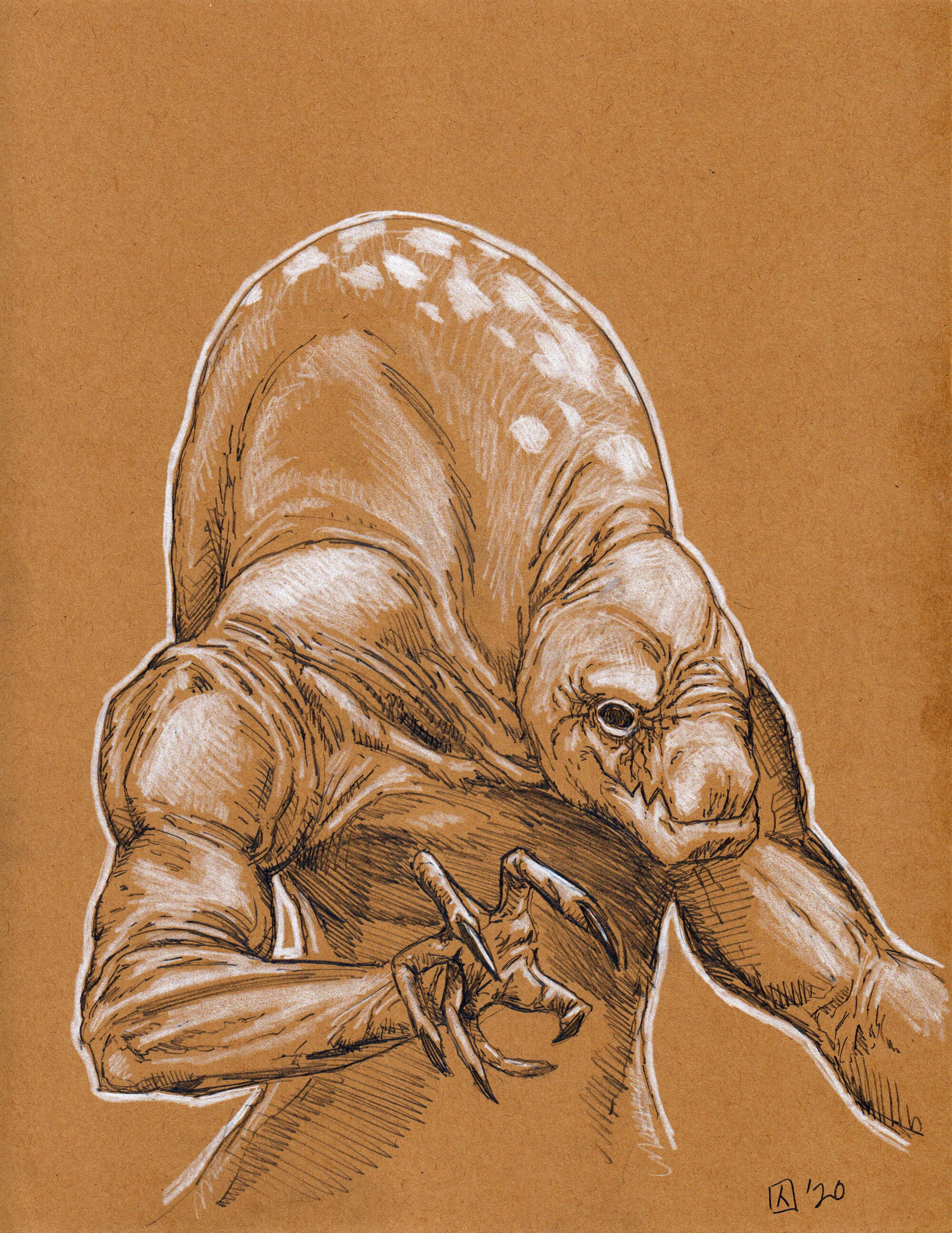 Pencil Original: Humpback Alien - Etsy