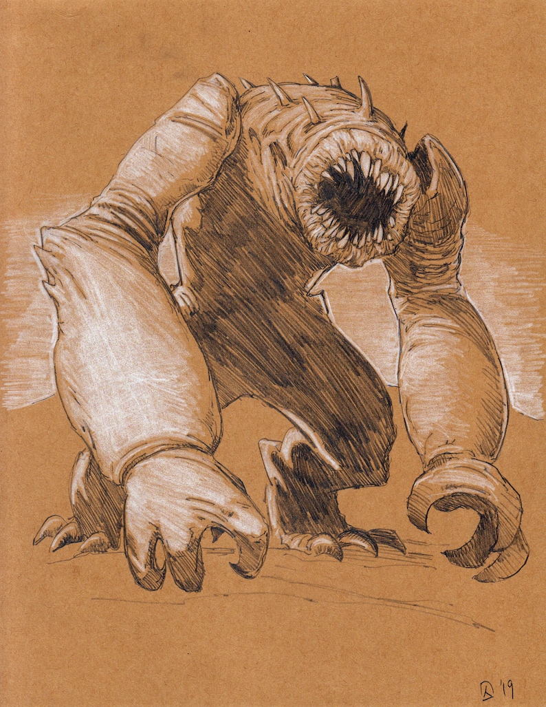 Pencil Original: Ravenous Beast - Etsy