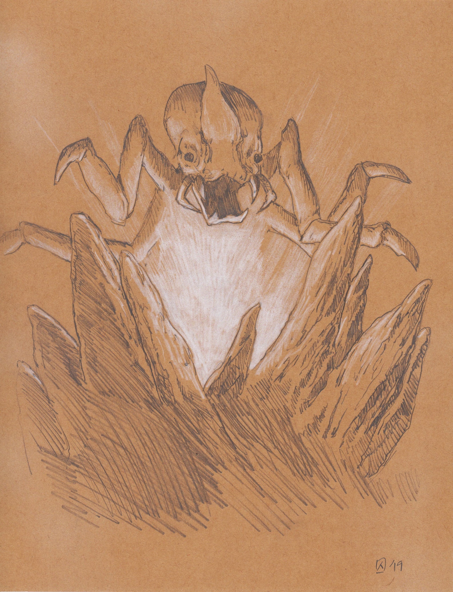 Pencil Original: an Insectoid Demon - Etsy