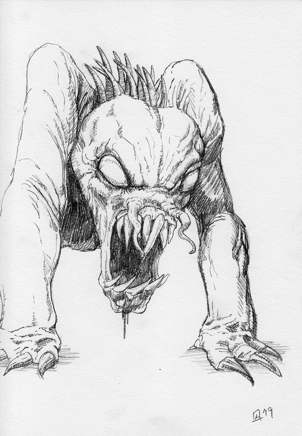 Pencil Original: A Massive Fierce Creature - Etsy