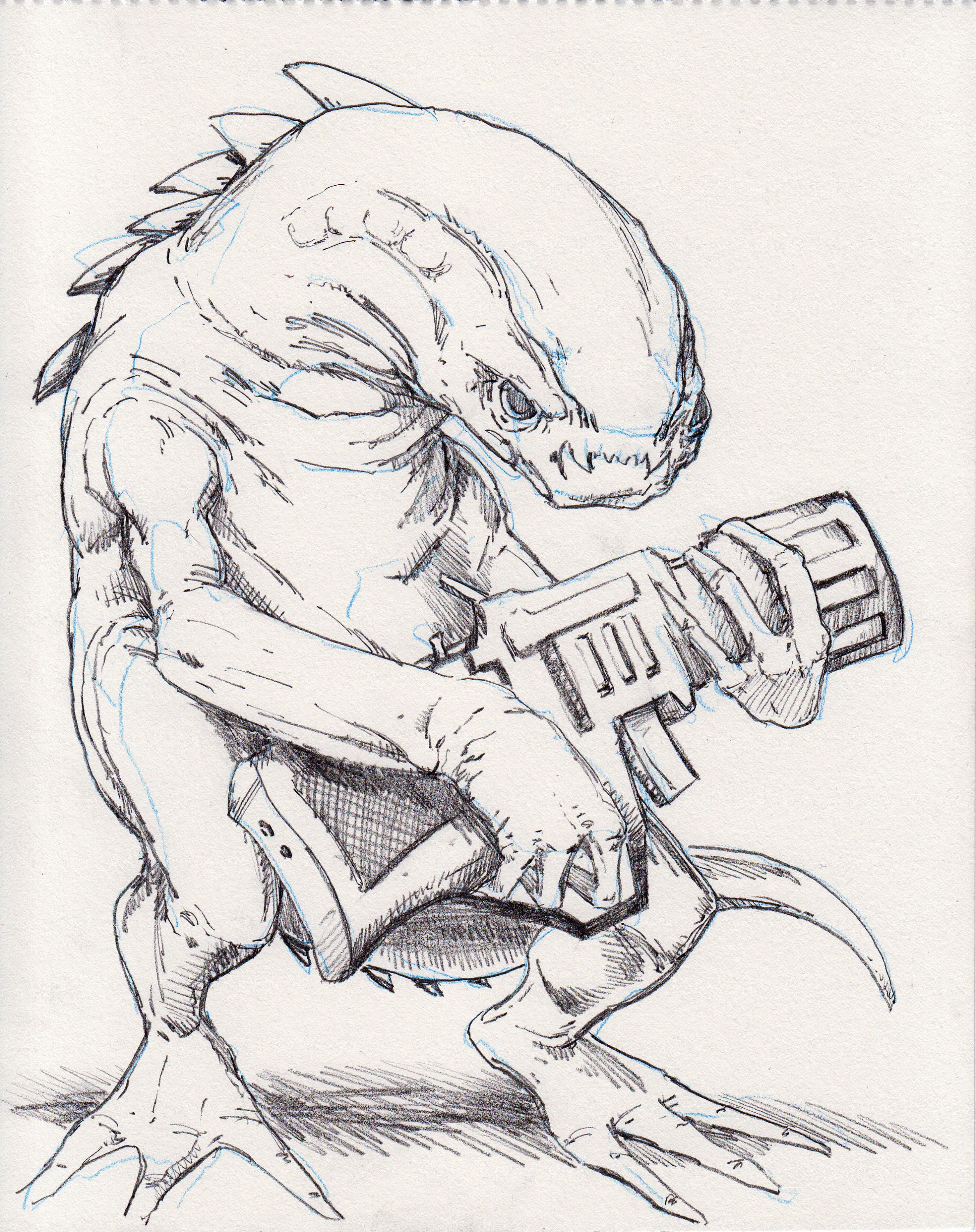 Pencil Original: Armed Alien - Etsy