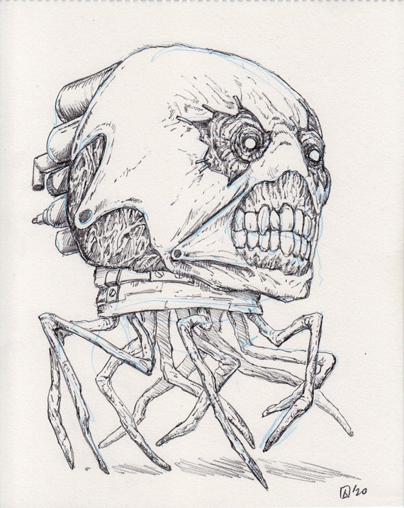Pencil Original: Horror Head | Etsy